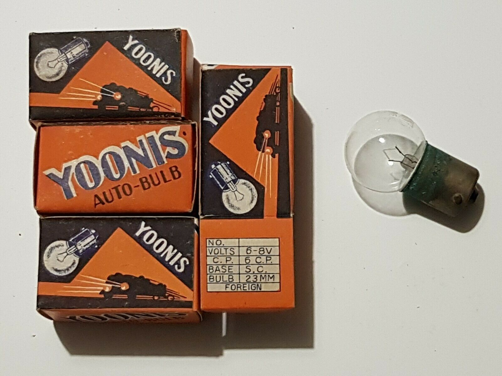 Four Vintage 6V 6CP SC Car side light bulbs in 'art deco' boxes - ABC ...